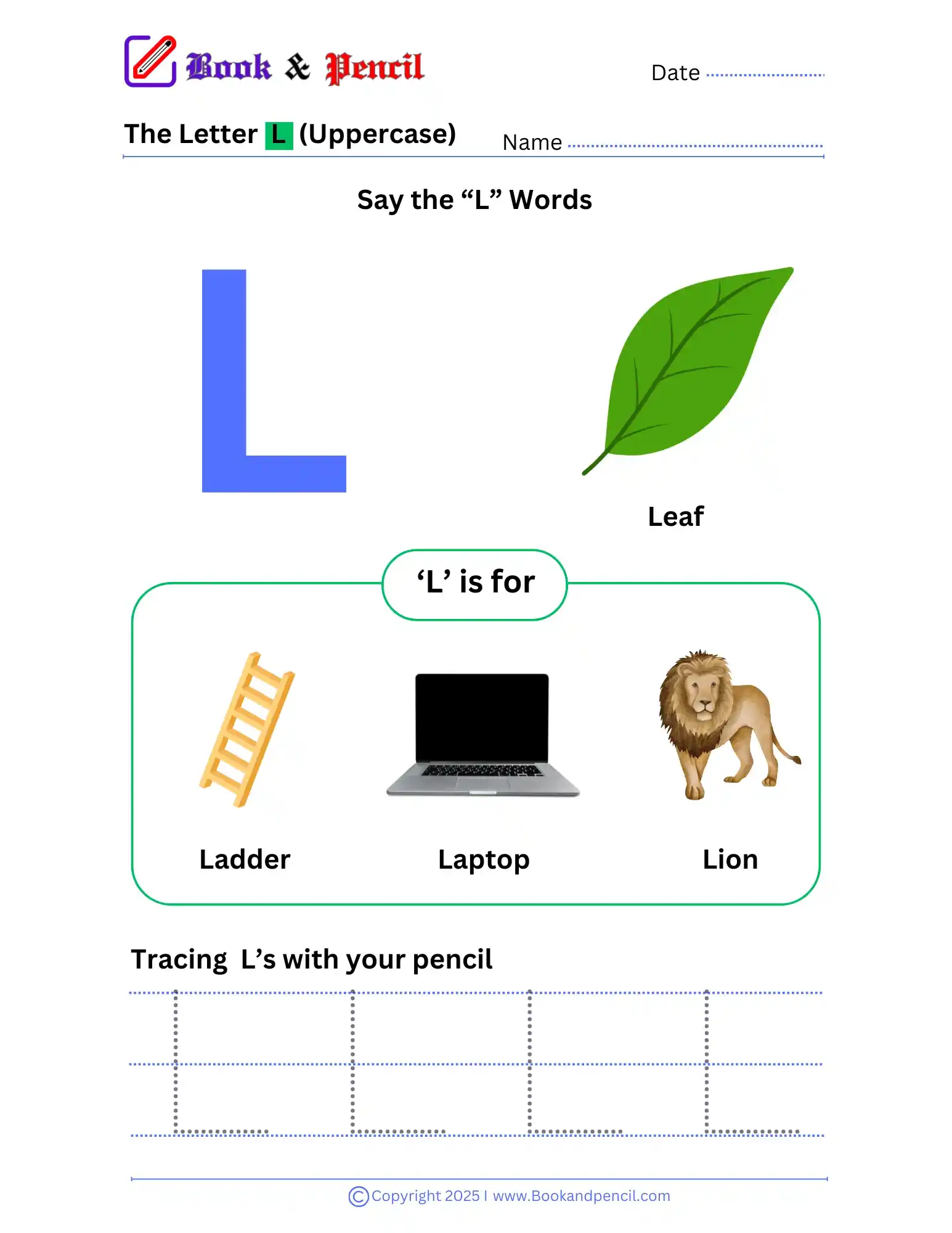 Learning the Letter L: Free Kindergarten Printable Worksheet