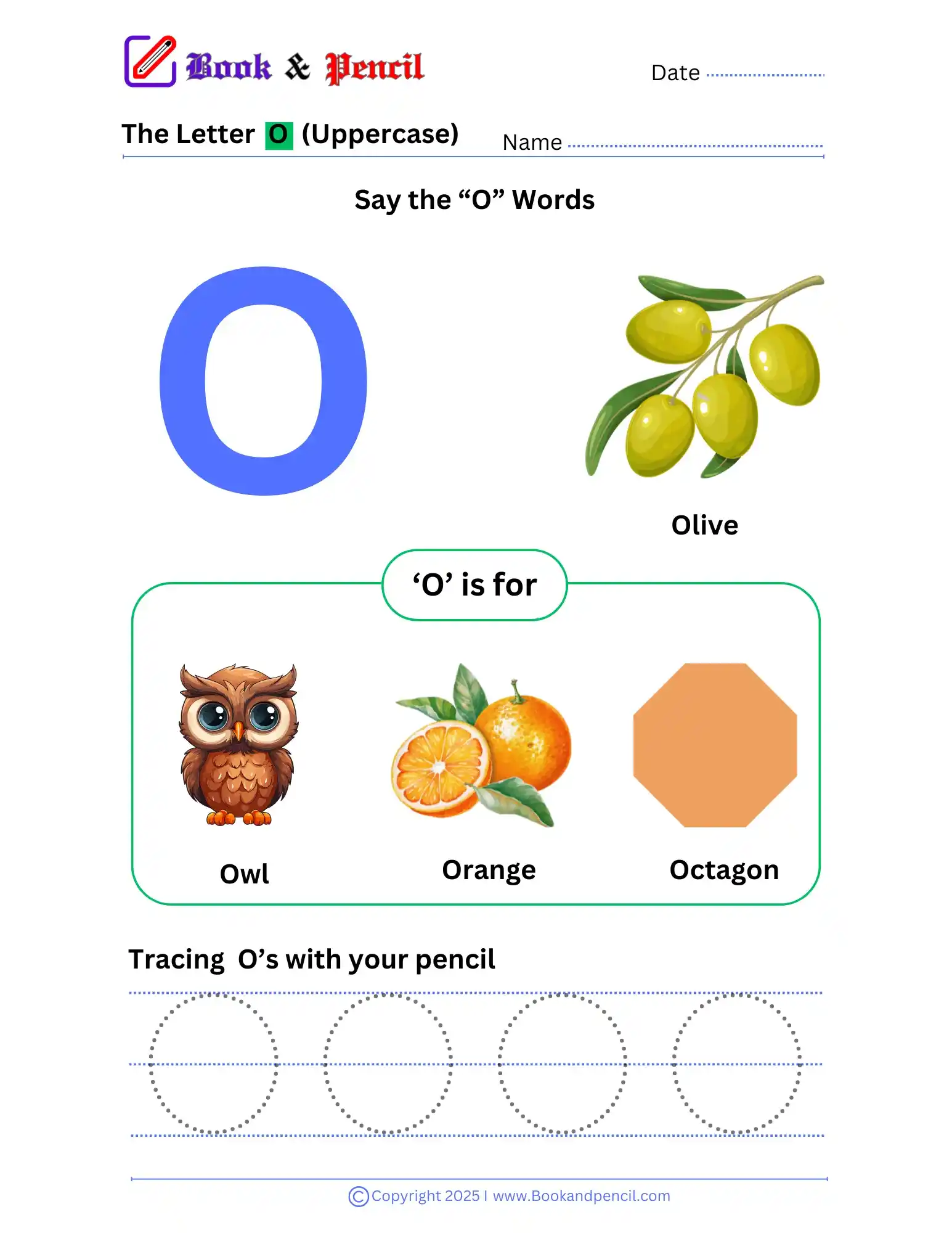 Learning the Letter O: Free Kindergarten Printable Worksheet