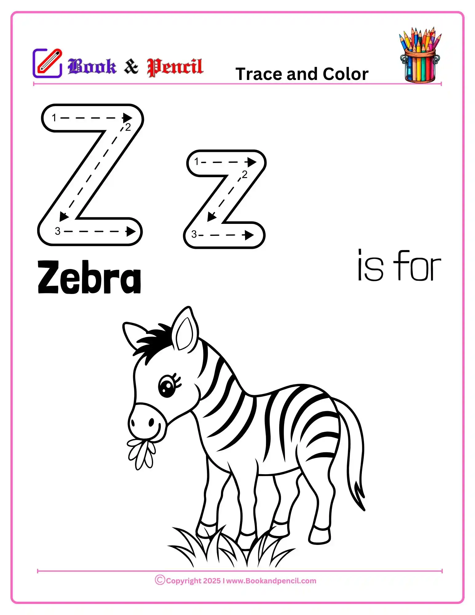 Letter Z Coloring Worksheets - Free Printables PDF Download