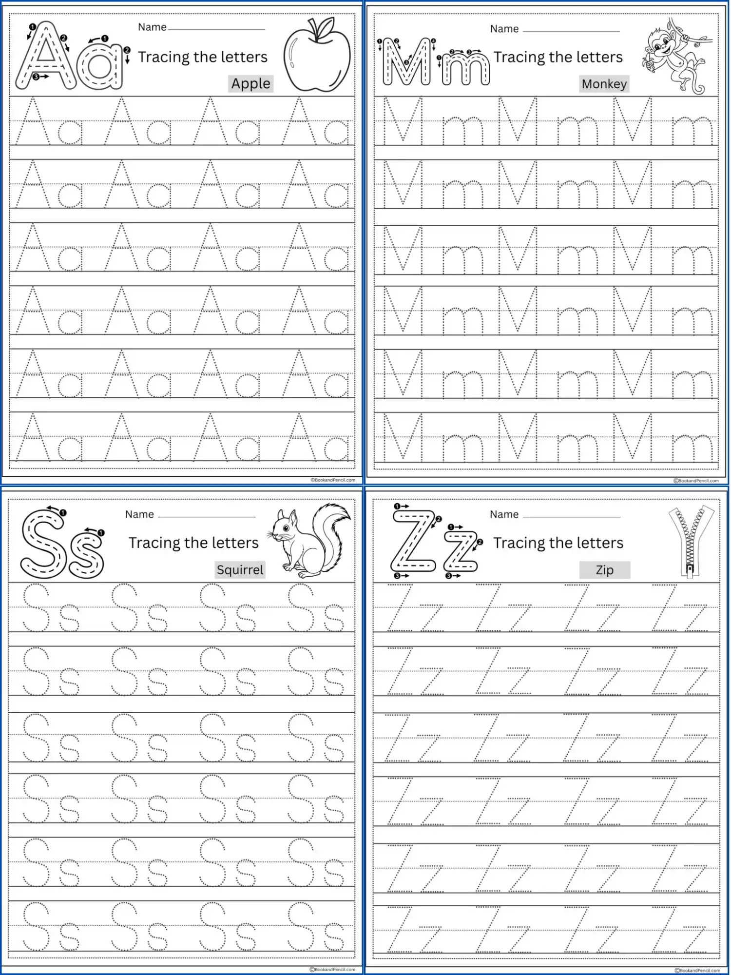 Free Tracing Letters Worksheet A to Z (Printable PDF Set)